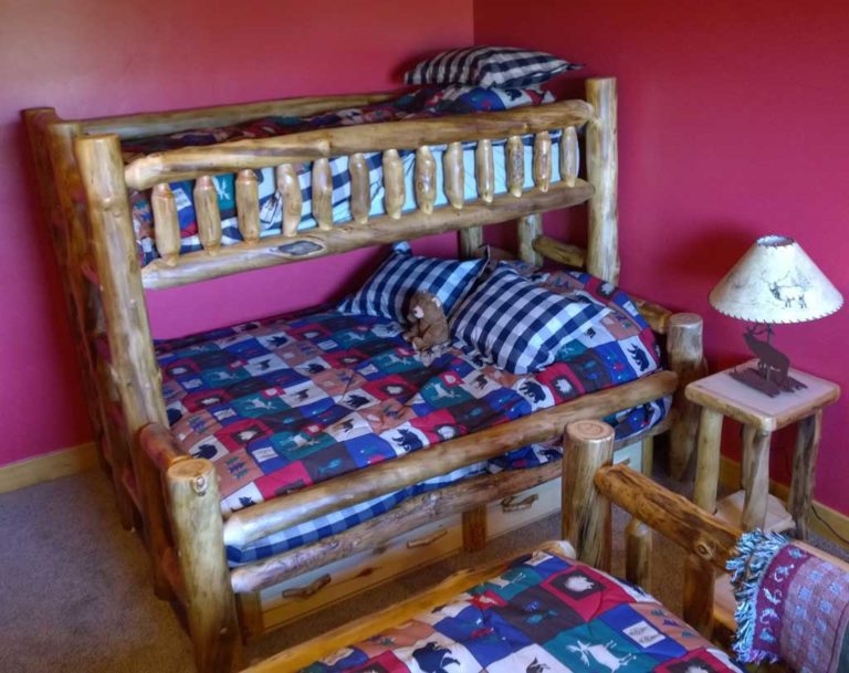 Aspen Log Staggered Bunk Bed - Rustic Log Furniture of Utah