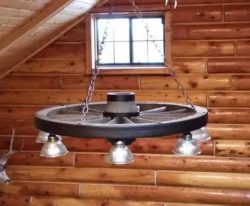Wagon Wheel Light - Rustic Log Furniture of Utah