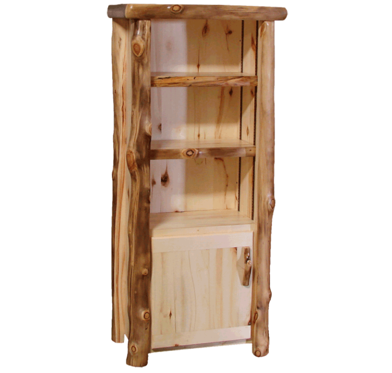 Aspen Log 60 Inch Tall Door Bookcase - Rustic Log Furniture of Utah