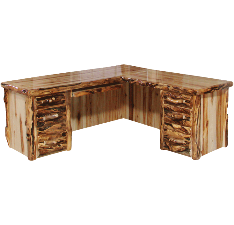 Aspen Log L-Desk - Rustic Log Furniture of Utah