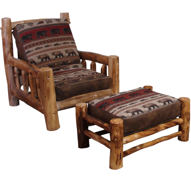 Aspen Log Frame Ottoman - Rustic Log Furniture of Utah