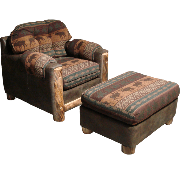 Aspen Log-Trimmed Ottoman - Rustic Log Furniture of Utah