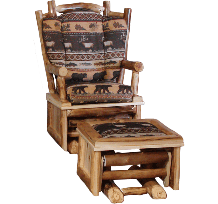 Aspen Log Gliding Ottoman - Rustic Log Furniture of Utah