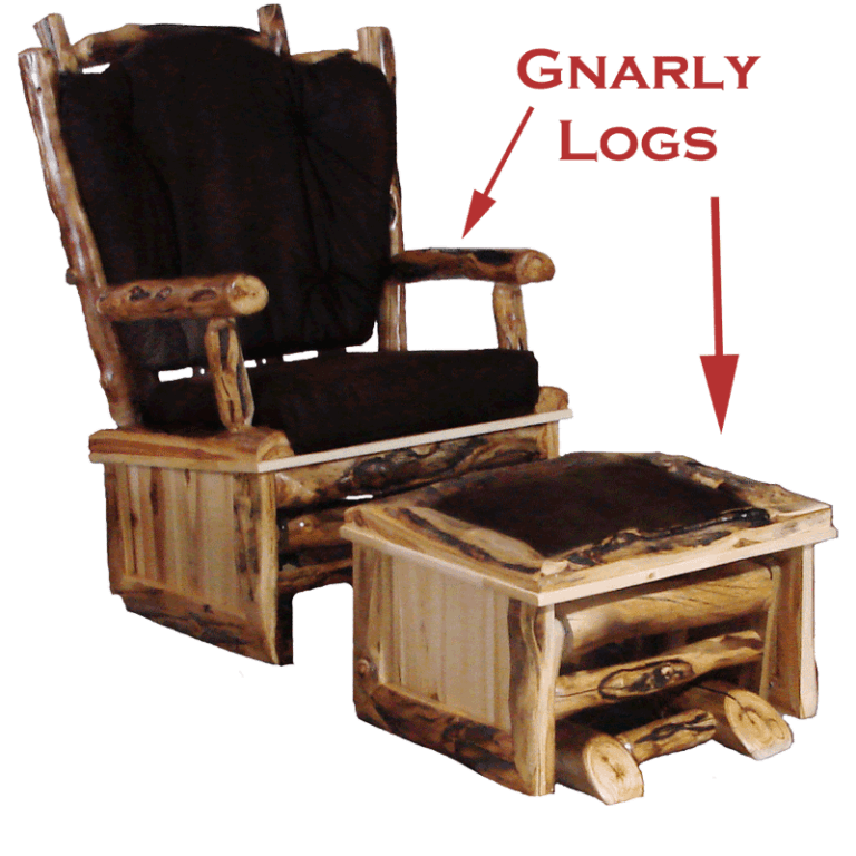 Aspen Log Gliding Ottoman - Rustic Log Furniture of Utah