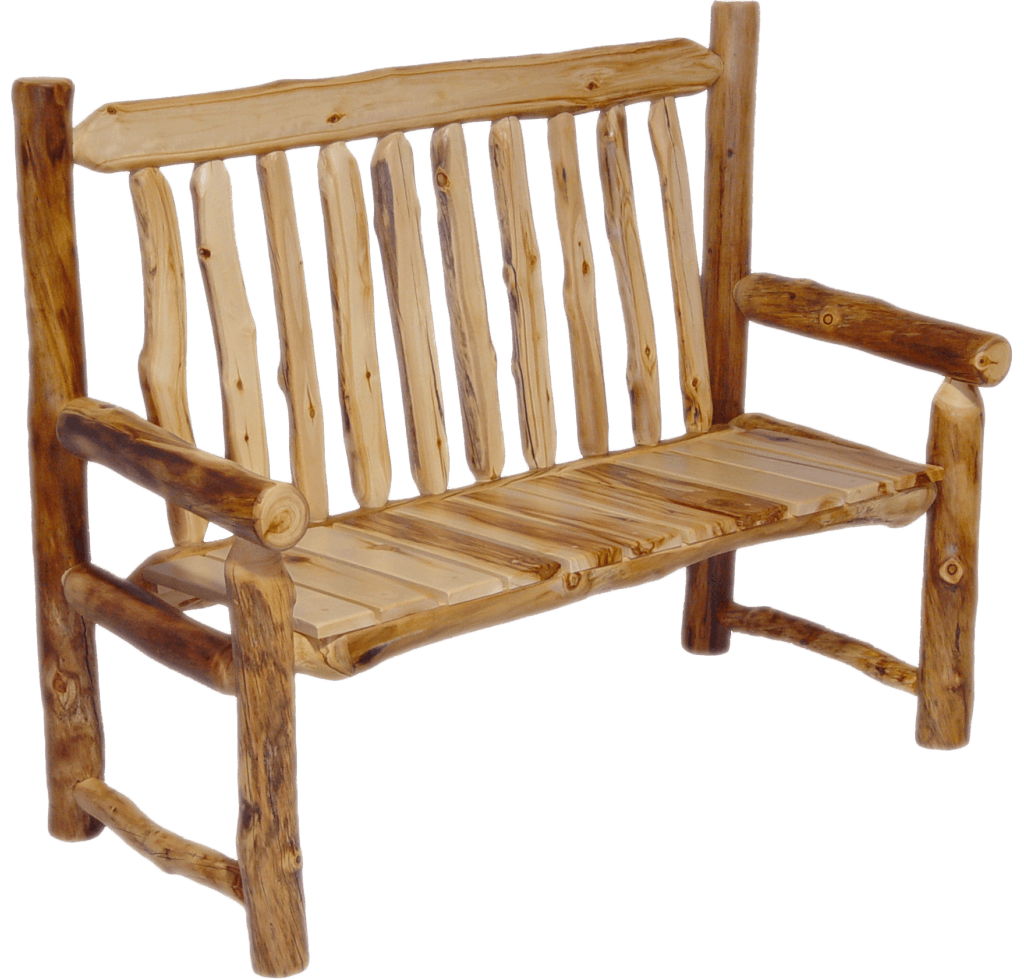 Aspen Log Captain's Chair Bench - Rustic Log Furniture of Utah