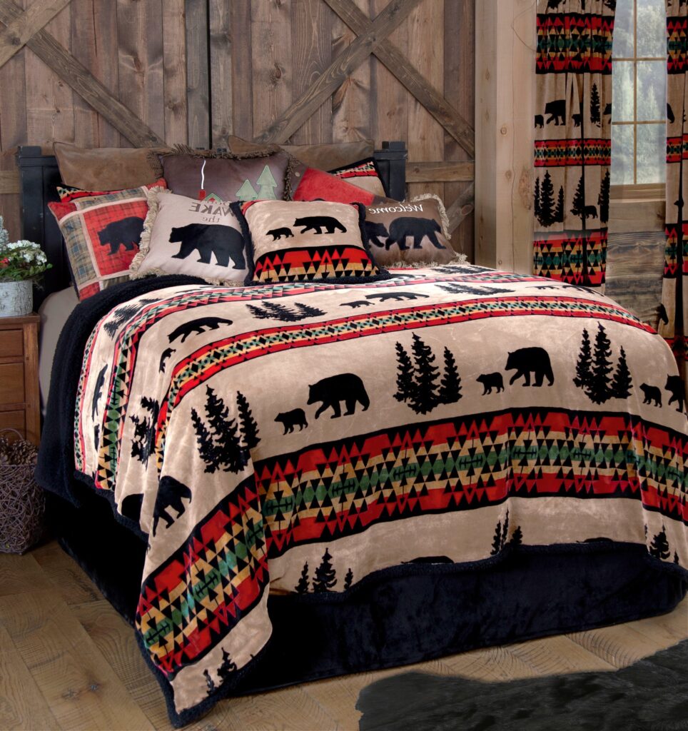 Bear Trails Black Sherpa Bedding Set - Rustic Log Furniture of Utah