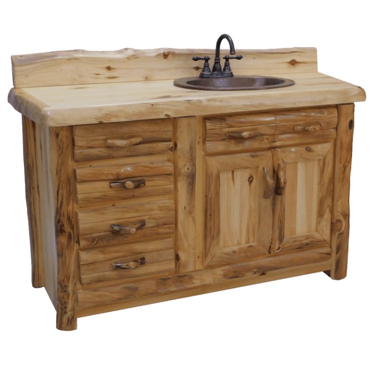Aspen Log 4 Drawer Vanity - Rustic Log Furniture of Utah