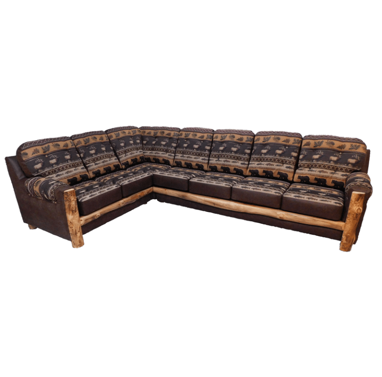 Aspen Log-Trimmed Sectional - Rustic Log Furniture of Utah
