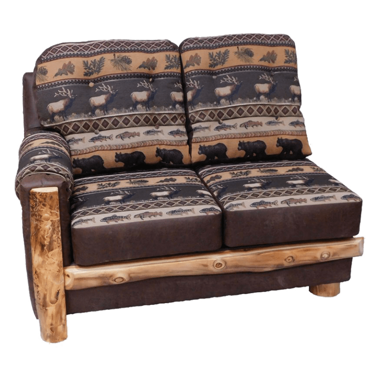 Aspen Log-Trimmed Sectional - Rustic Log Furniture of Utah
